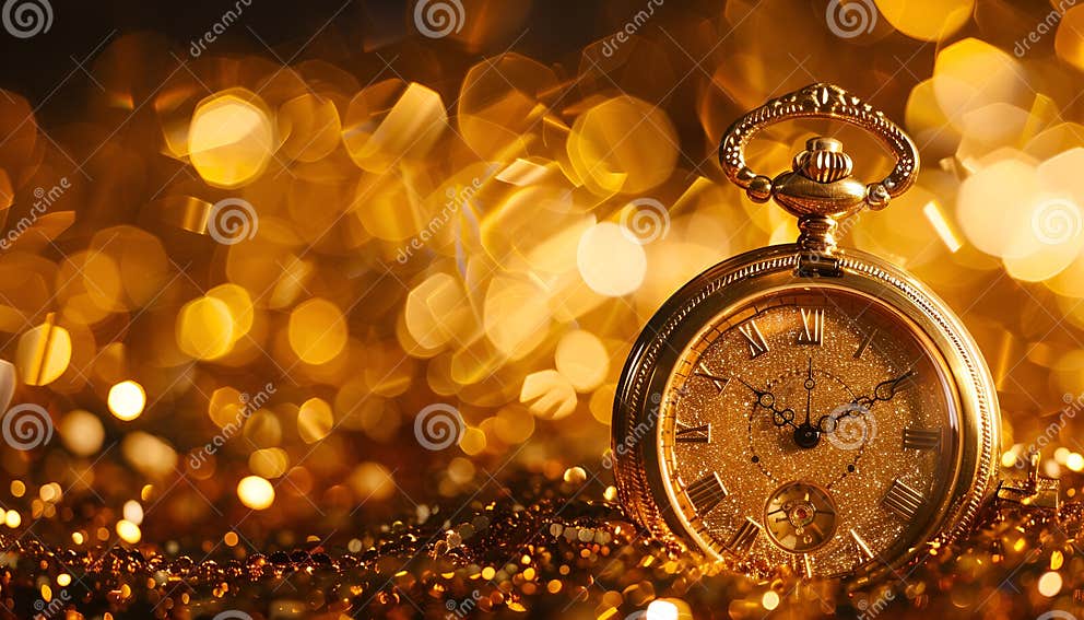 Luxury Golden Vintage Pocket Watch Isolated Blur Glitter Background ... Luxury Golden Vintage Pocket Watch Isolated Blur Glitter Background ...