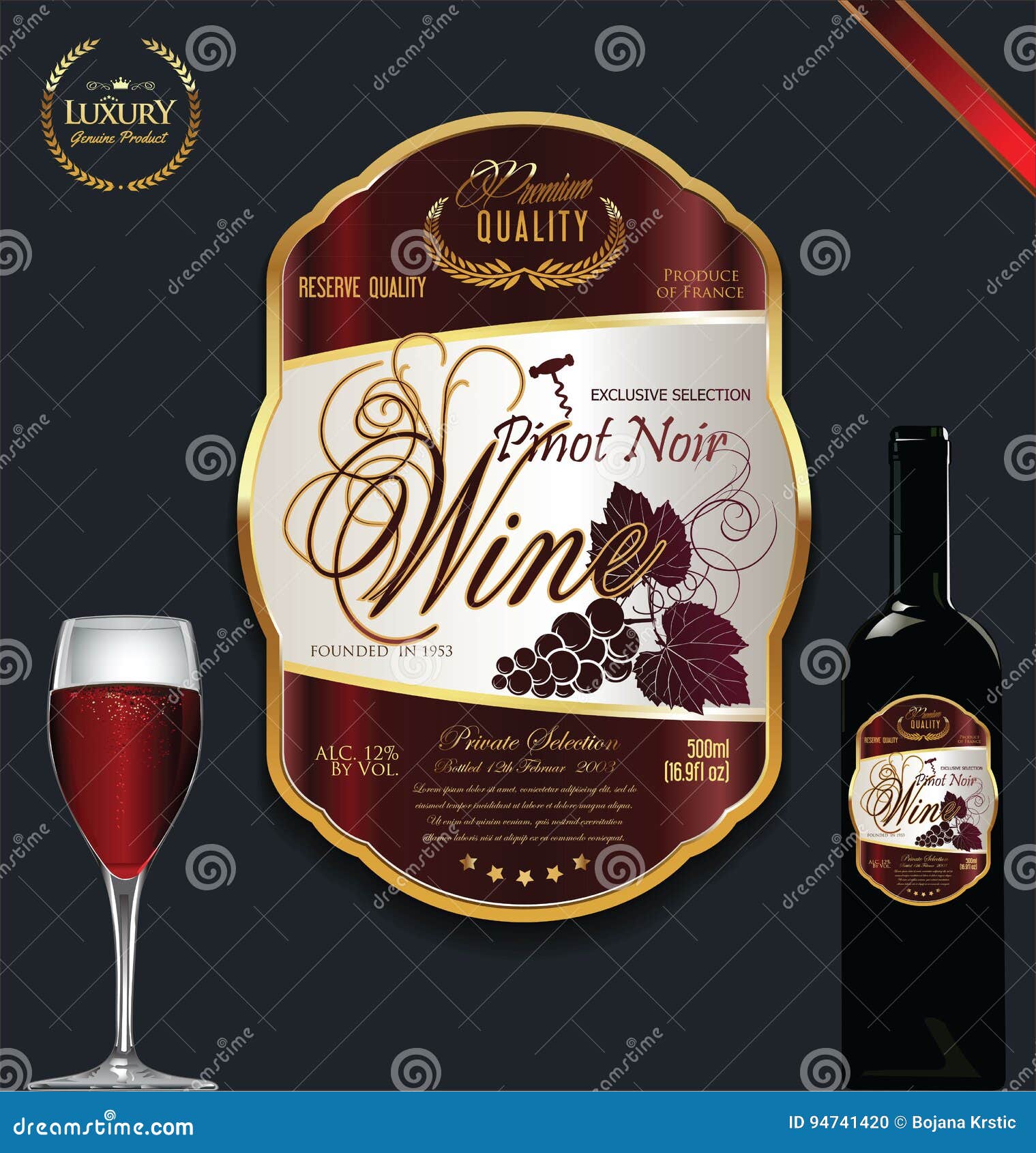 Luxury Golden Wine Label Template Stock Illustration - Illustration of ...