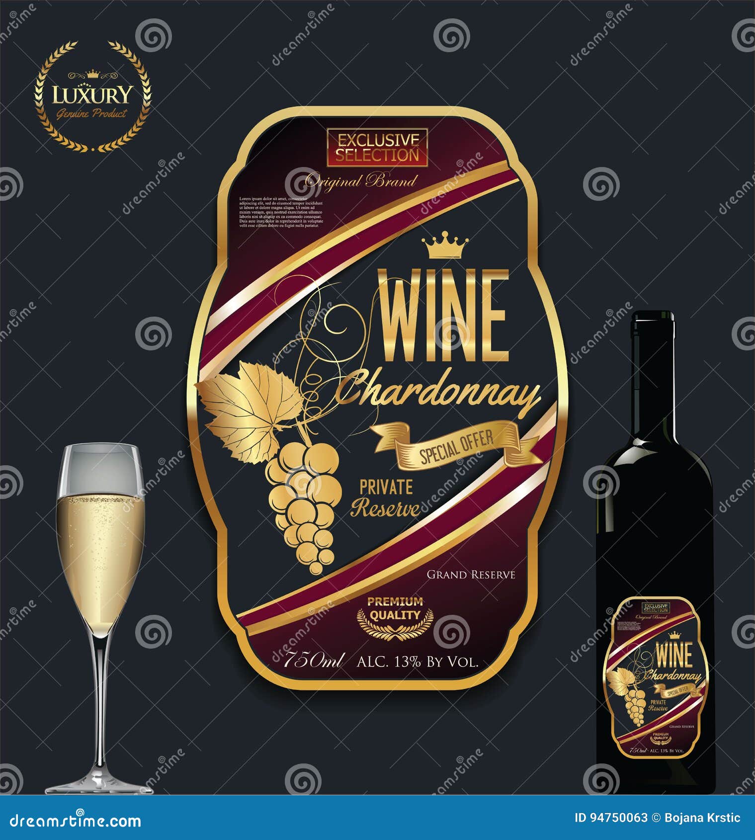 Luxury Golden Wine Label Template Stock Illustration - Illustration of ...