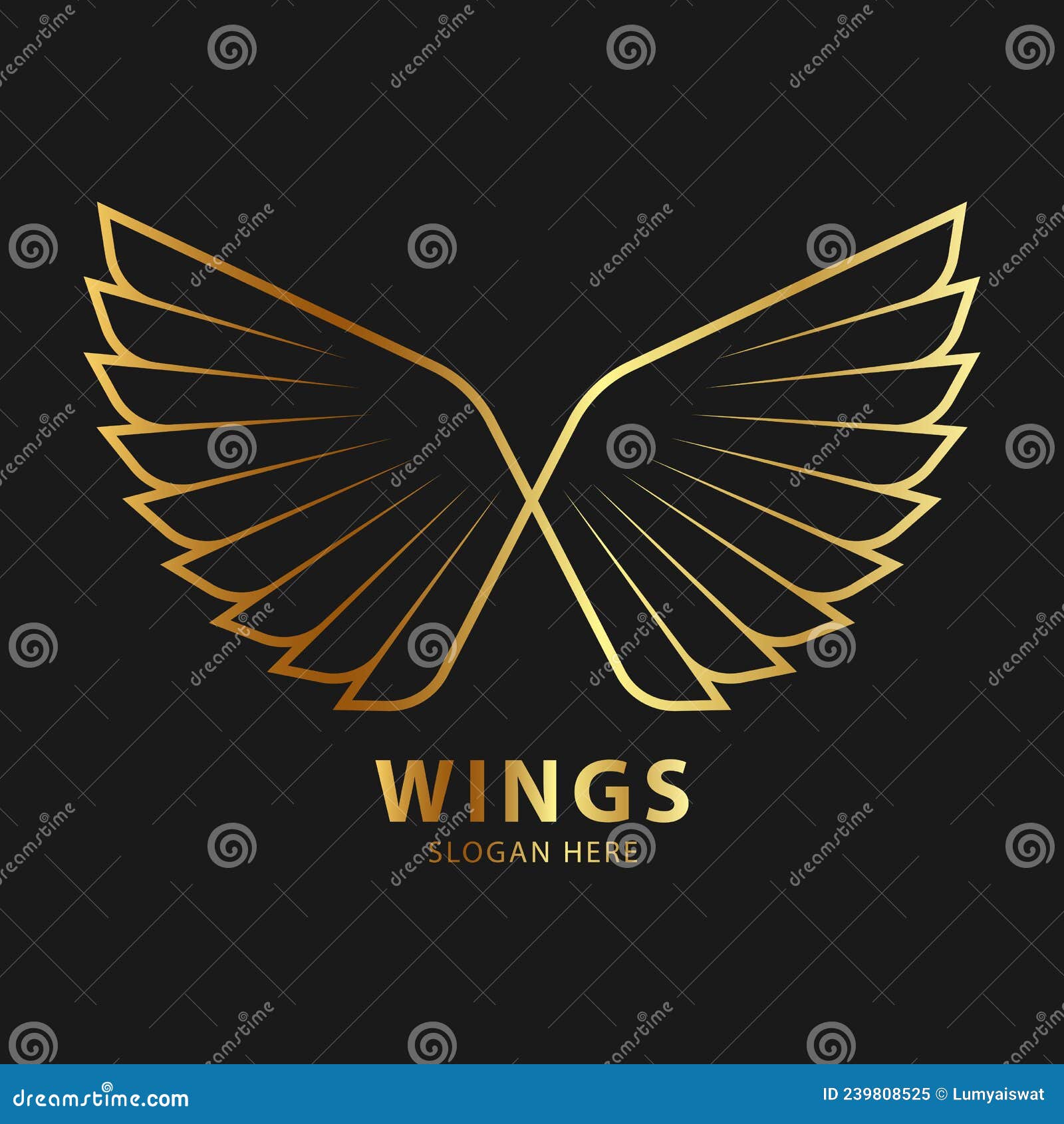 Luxury Golden Wings Logo Design Template Stock Vector - Illustration of ...