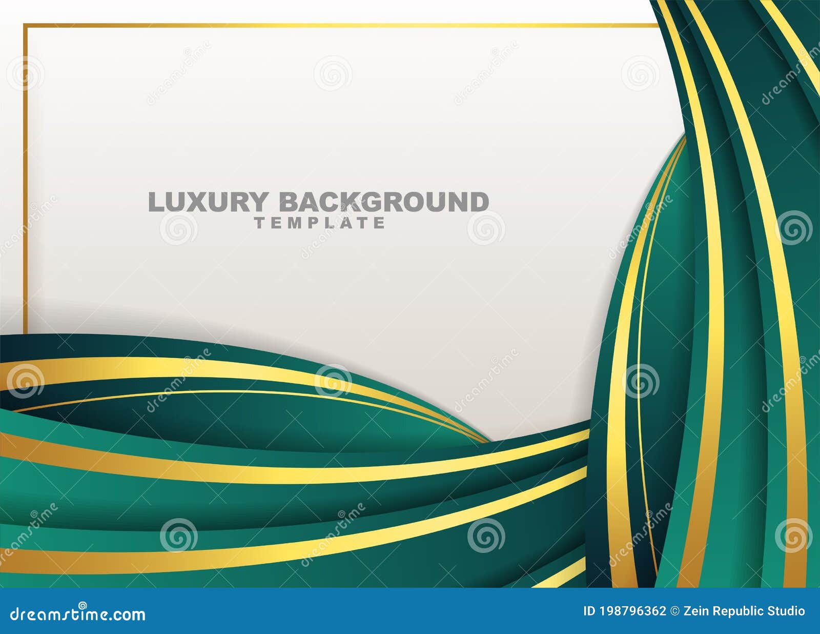 Luxury Green and Gold Wave Style Creative Background Stock Illustration ...