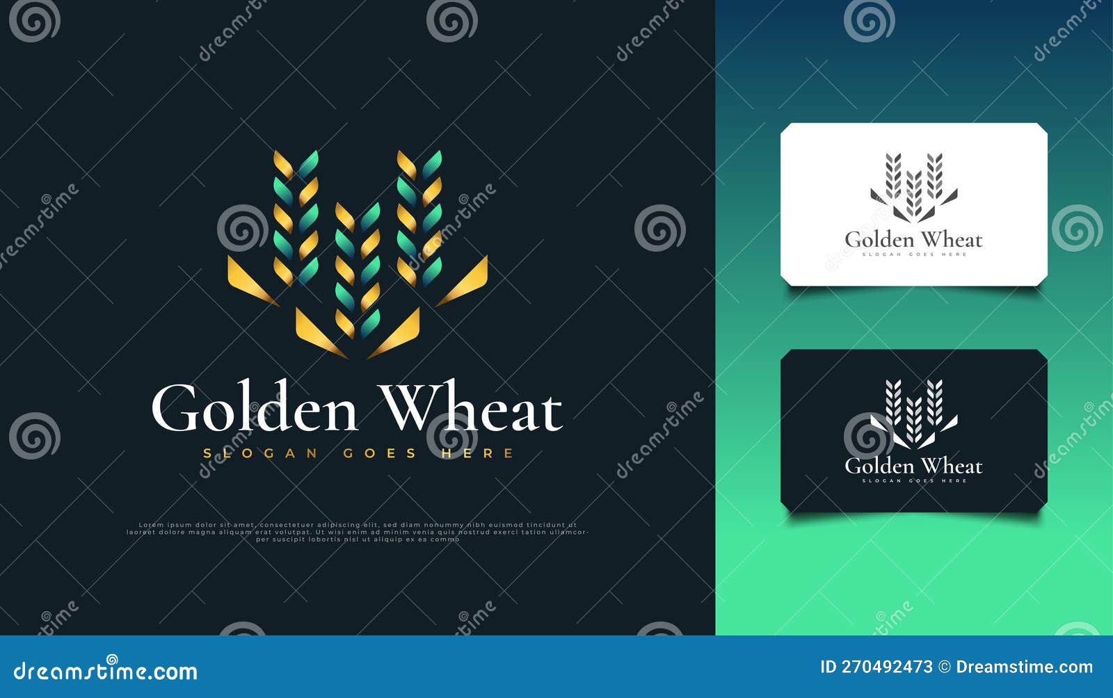 Luxury Green and Gold Wheat Logo Design Stock Vector - Illustration of ...
