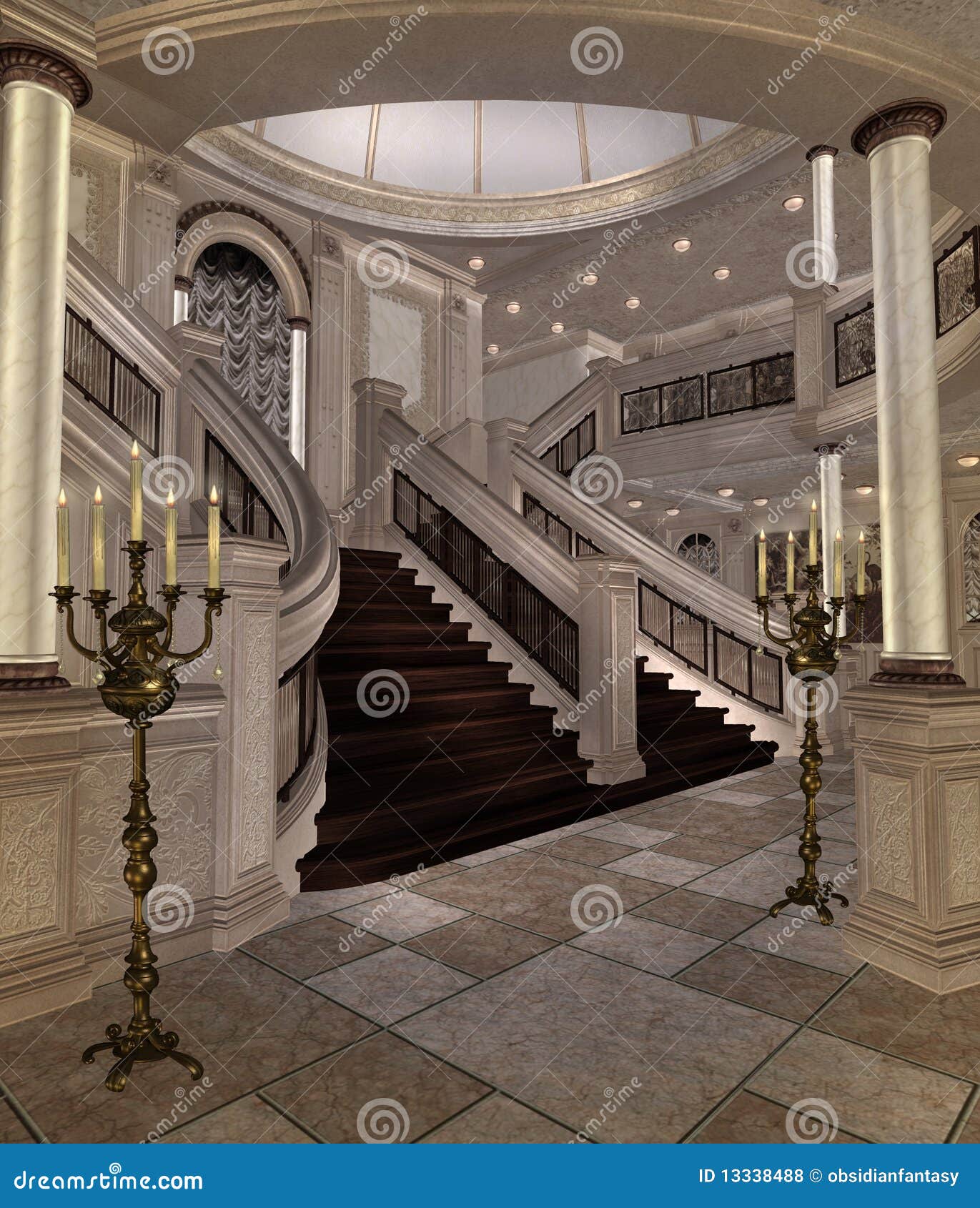 Luxury hall stock illustration. Illustration of marble - 13338488