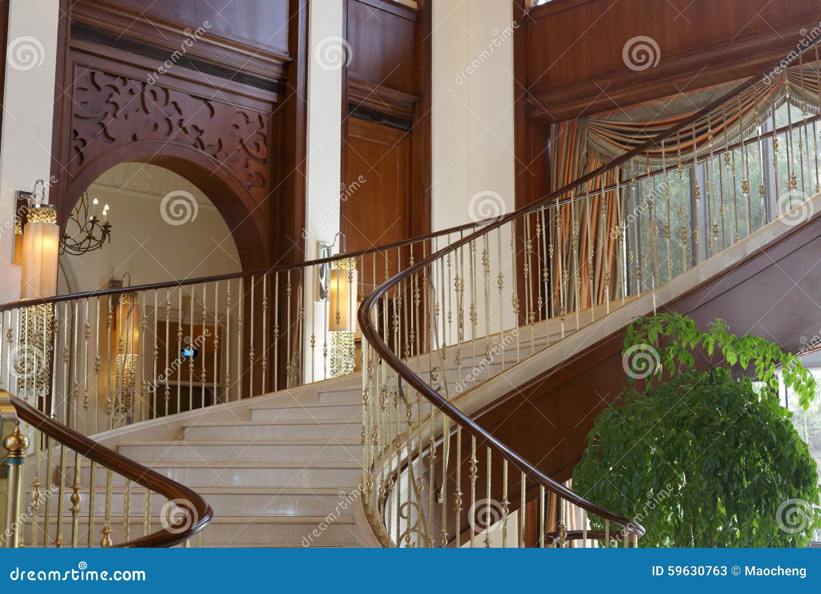 Hall Stairs And Wood Roof Royalty-Free Stock Photography ...