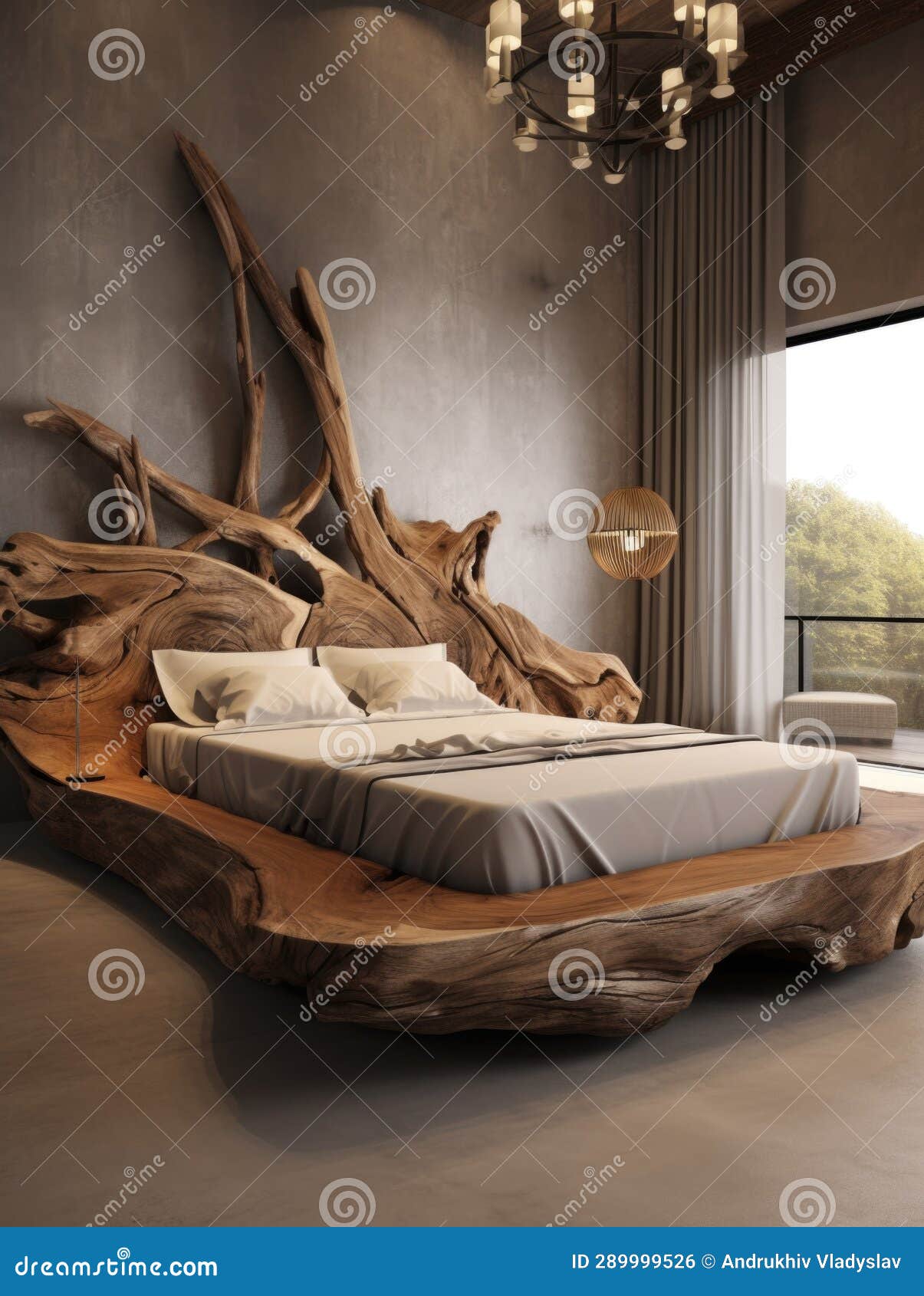 Luxury Hand Crafted Bed Made from Unique Solid Wood Slab. Rustic ...