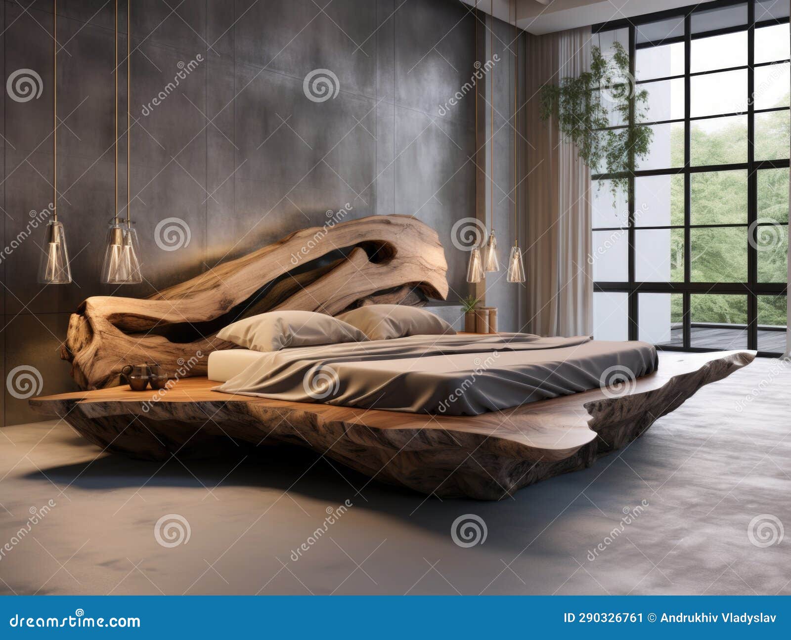 Luxury Hand Crafted Bed Made from Unique Solid Wood Slab. Rustic ...