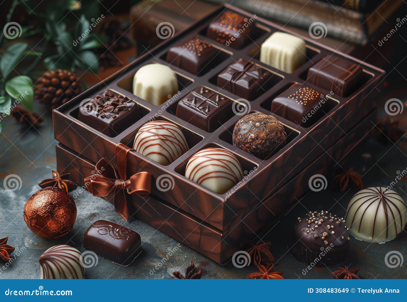Luxury Handmade Chocolate Candies in Box Stock Image - Image of romance ...