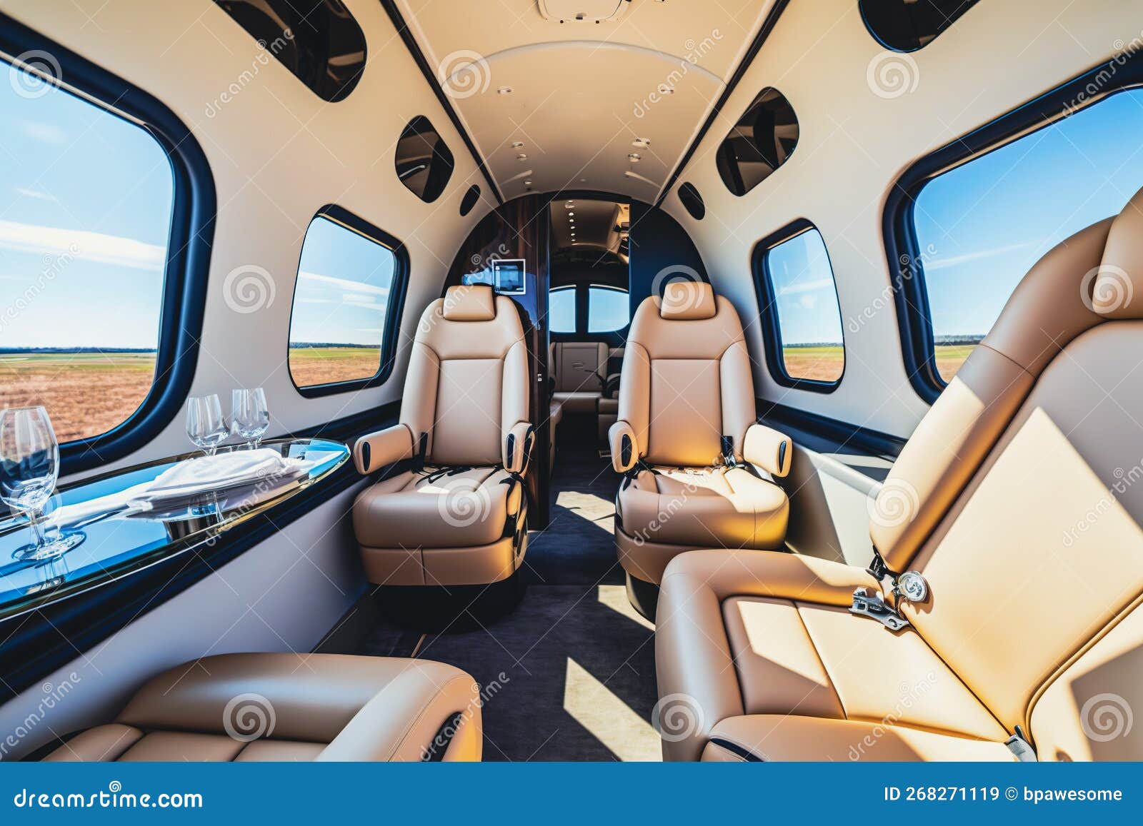 Luxury Helicopter Interior Shot: Inside an Empty High-end Helicopter ...