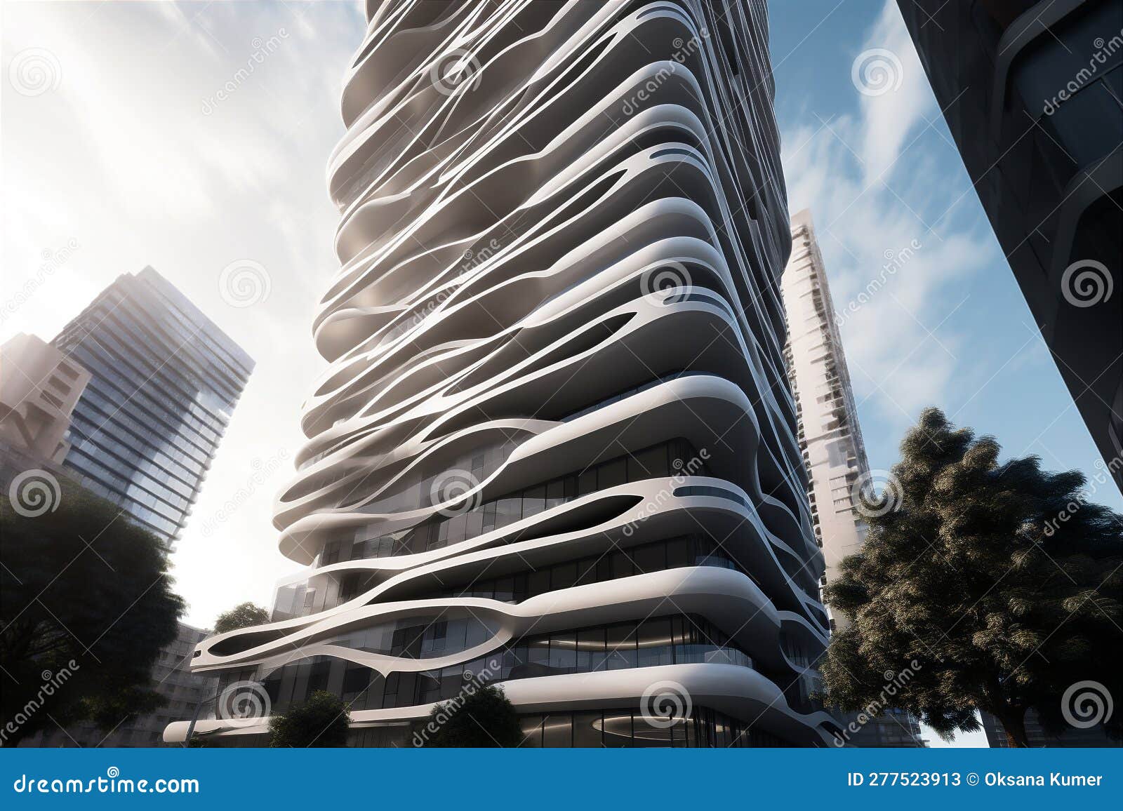 Luxury High Rise with Parametric Exterior Design. Generative AI. Stock ...