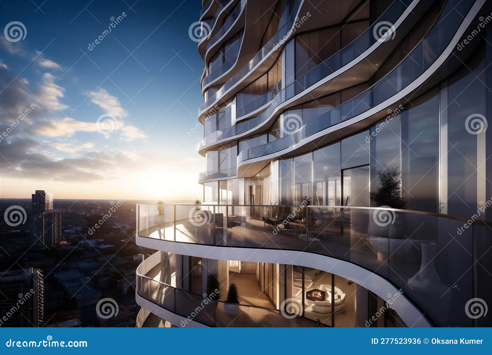 Luxury High Rise With Parametric Exterior Design. Generative AI. Stock ...