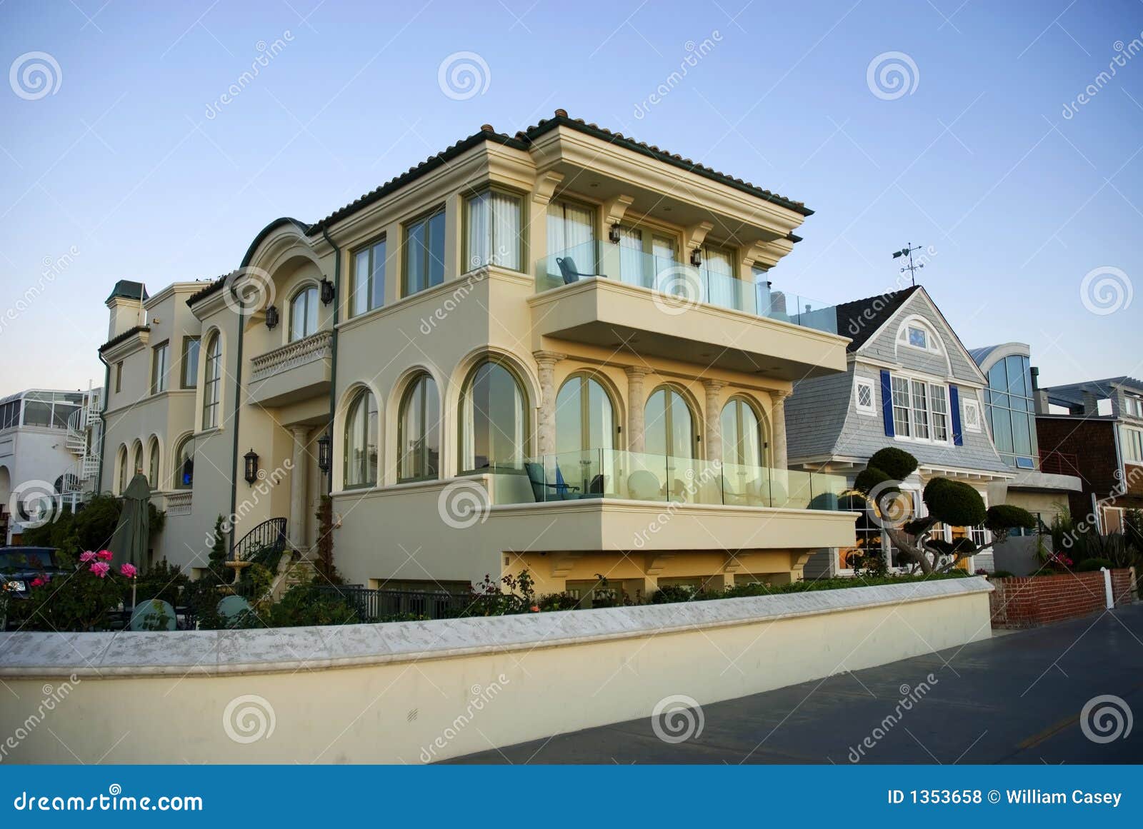Luxury Home with Arched Windows Stock Photo - Image of mansion, elegant ...
