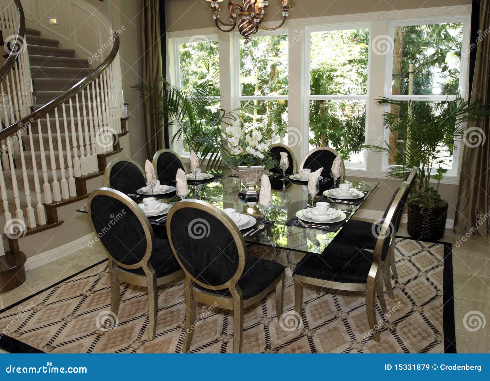 Luxury home dining room stock image. Image of contemporary - 15331879