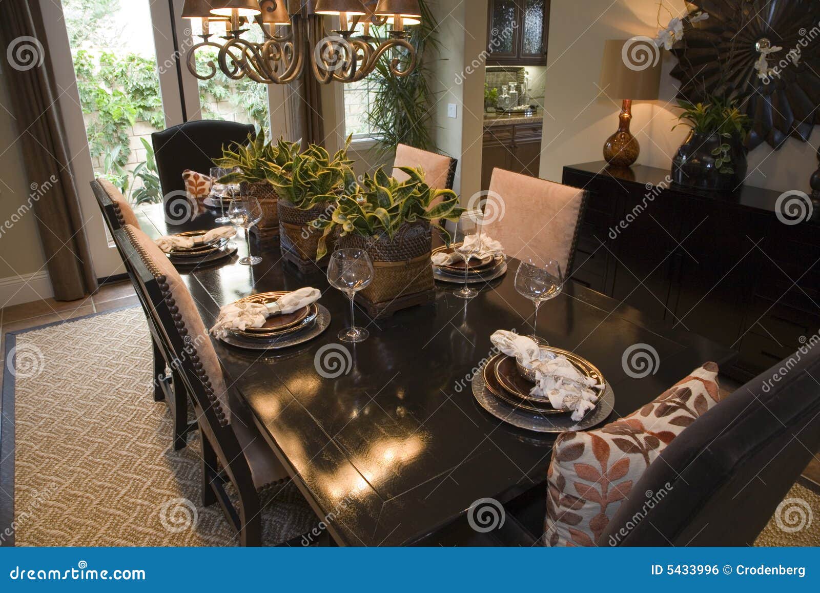Luxury home dining room. stock photo. Image of residential - 5433996