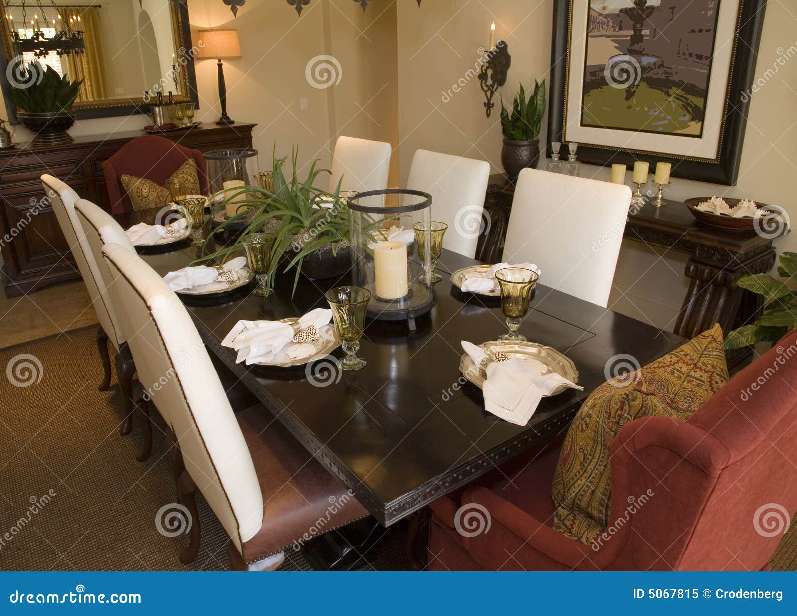 Luxury home dining table. stock image. Image of lamp, breakfast - 5067815