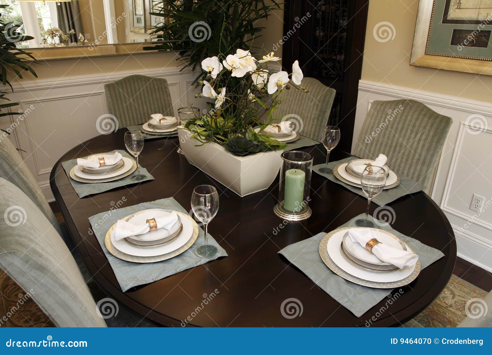 Luxury home dining table stock photo. Image of dinnerware - 9464070