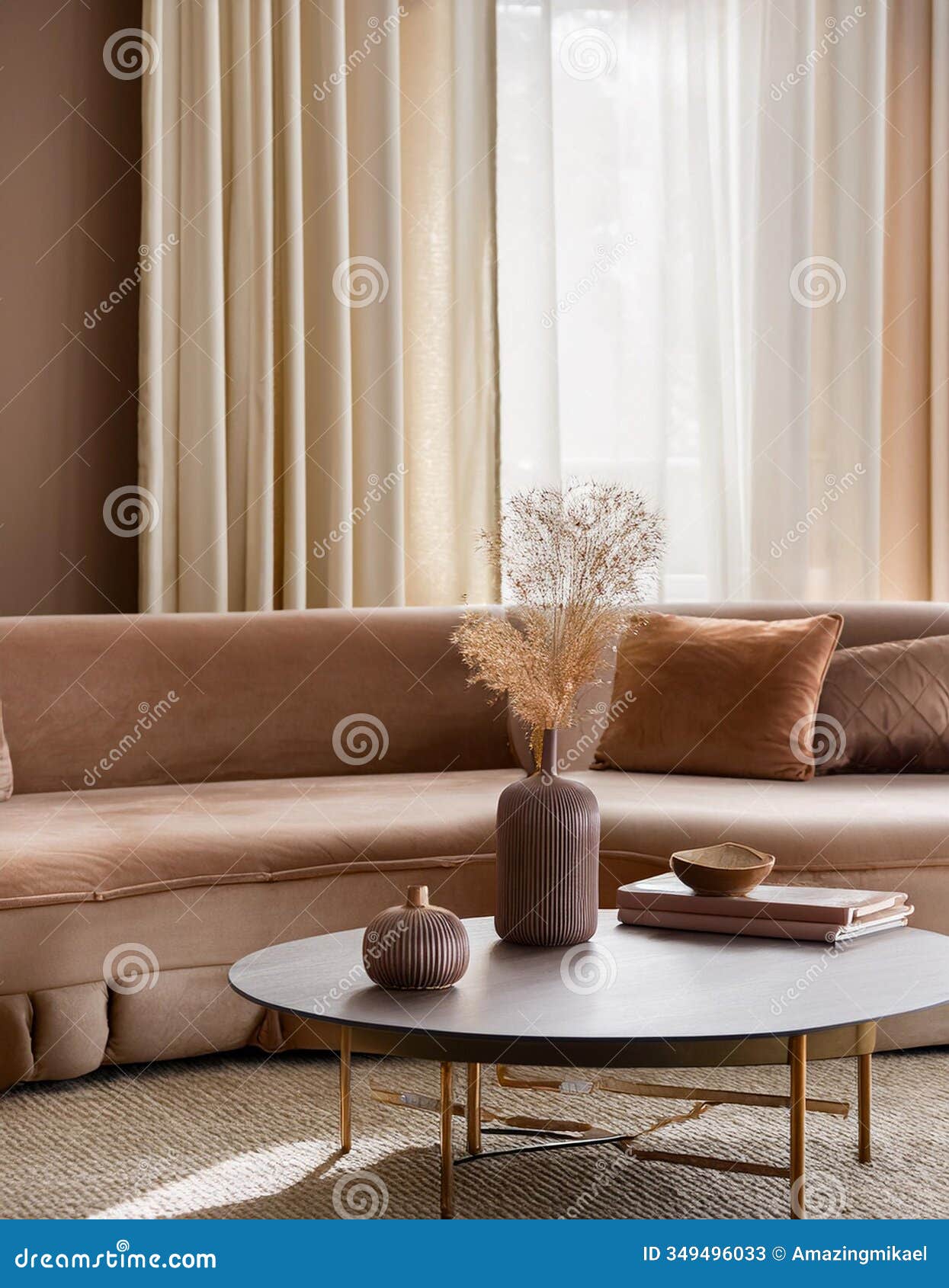 Luxury Home Interior Decor Elements in Mocha Mousse Color Scheme Stock ...