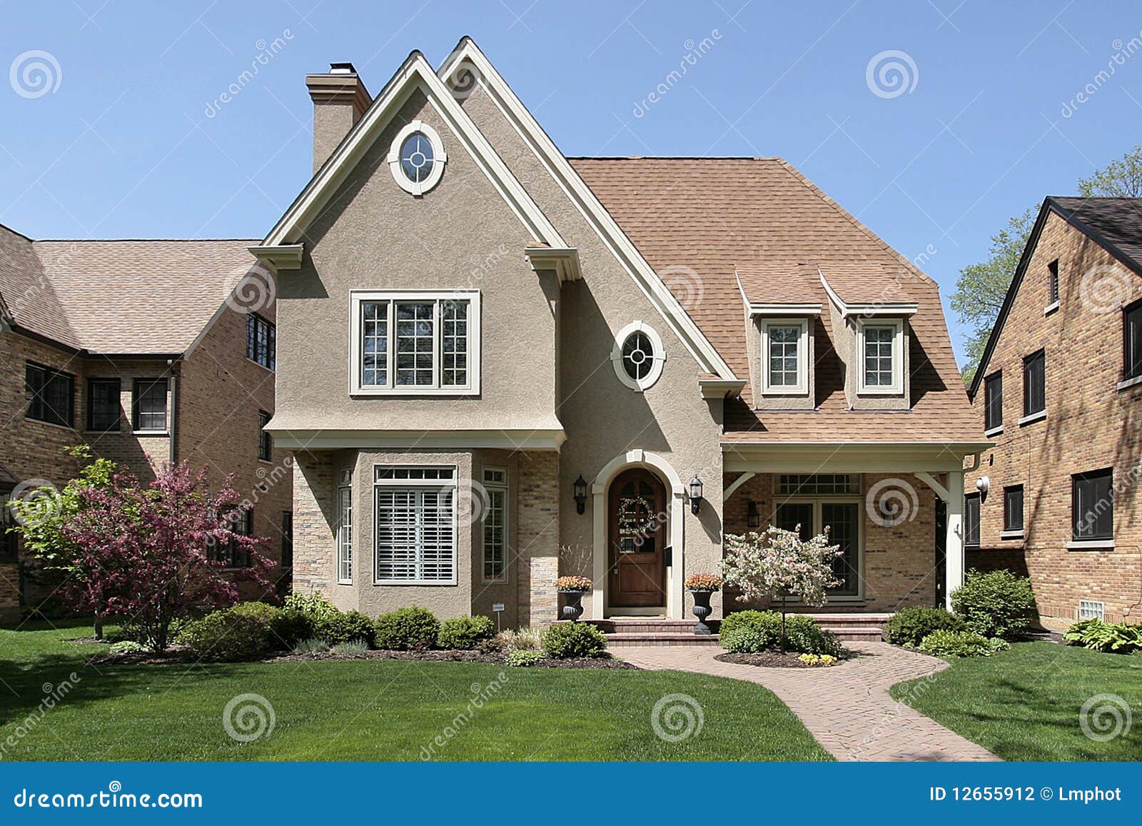 Luxury home in suburbs stock photo. Image of grass, estate - 12655912