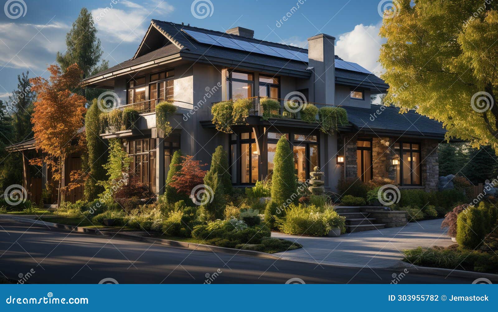 Luxury Home in the Suburbs, Surrounded by Nature Generated by AI Stock ...