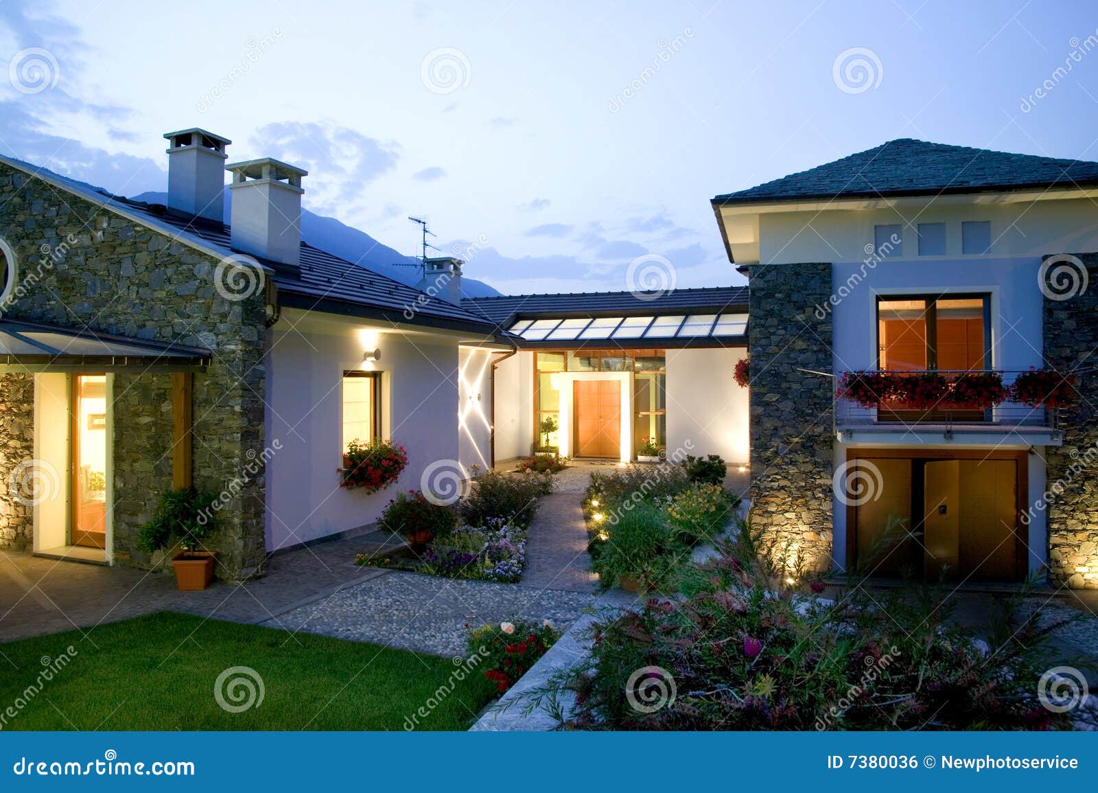 Luxury home at sunset stock photo. Image of house, europe - 7380036