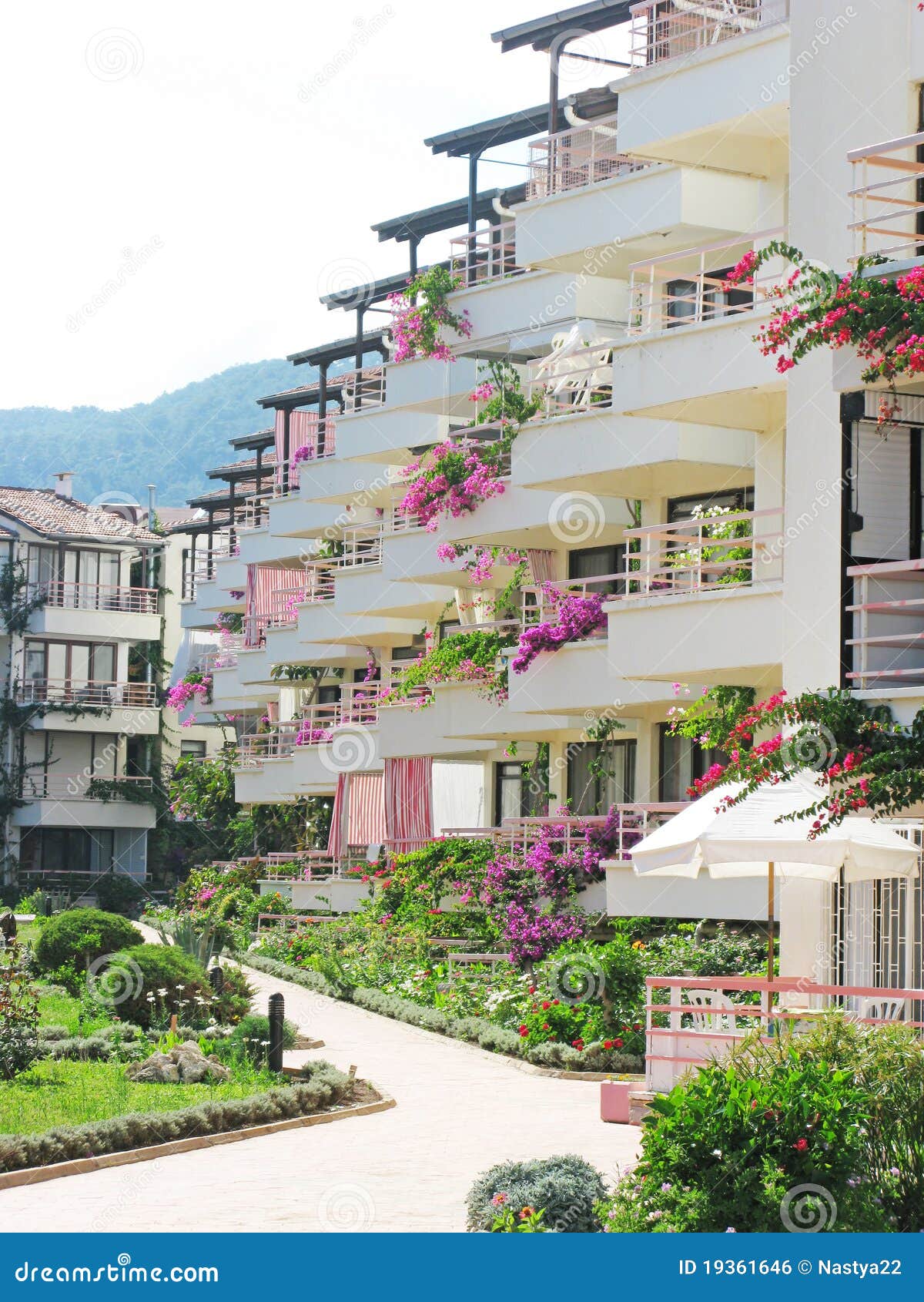 Luxury hotel building stock photo. Image of flowering - 19361646