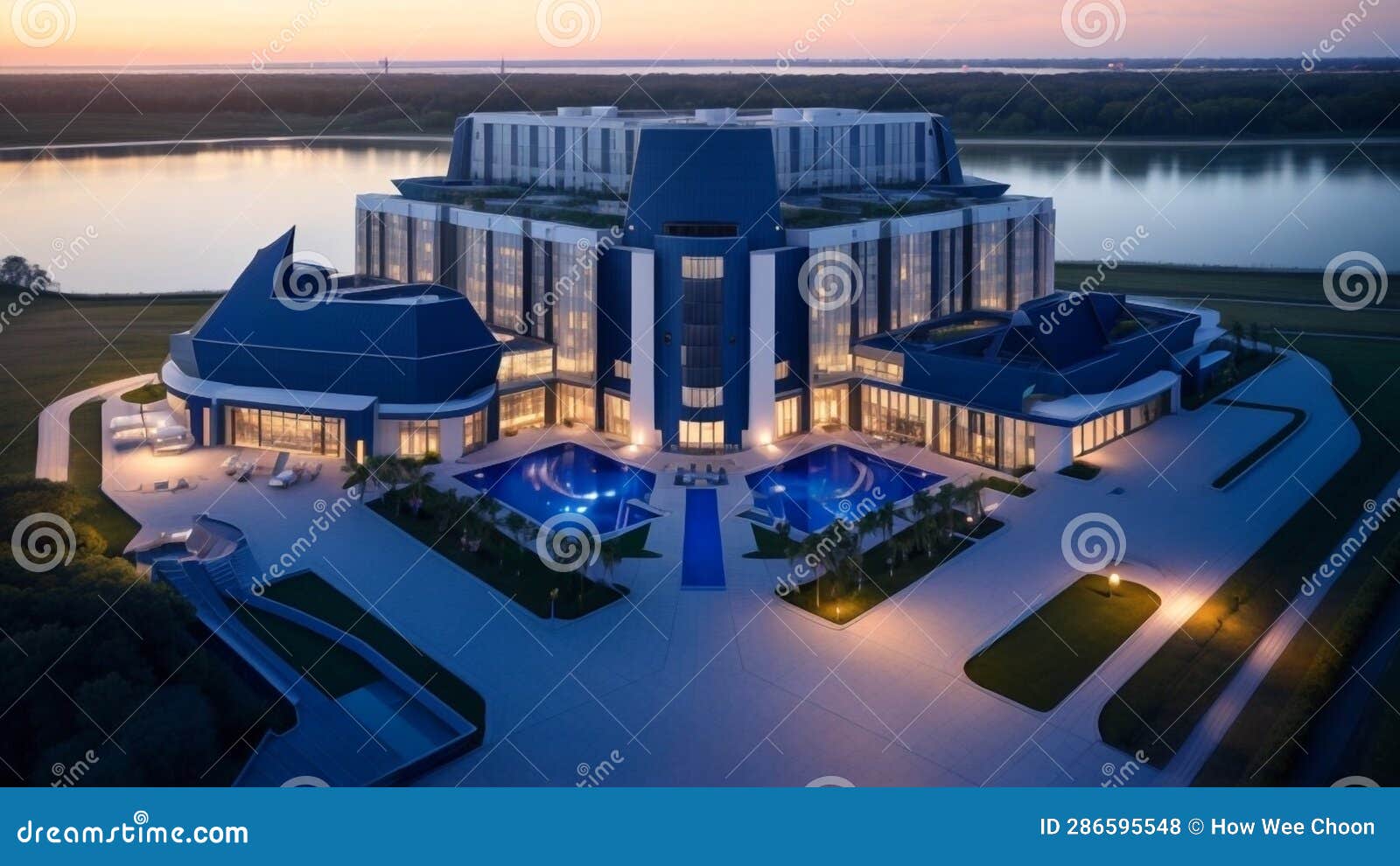 A Luxury Hotel Building Architecture Stock Illustration - Illustration ...