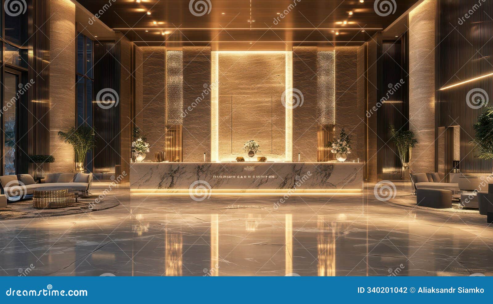 Luxury Hotel Lobby in 3D Rendering, Designed for a High-end Reception ...