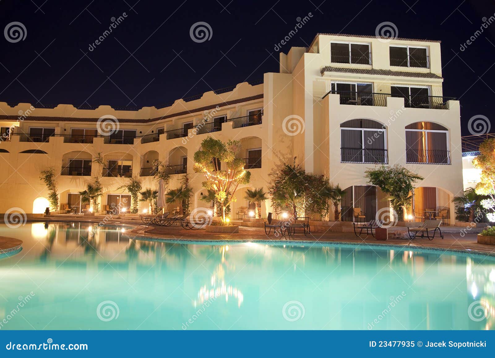 Luxury hotel pool by night stock image. Image of elegance - 23477935