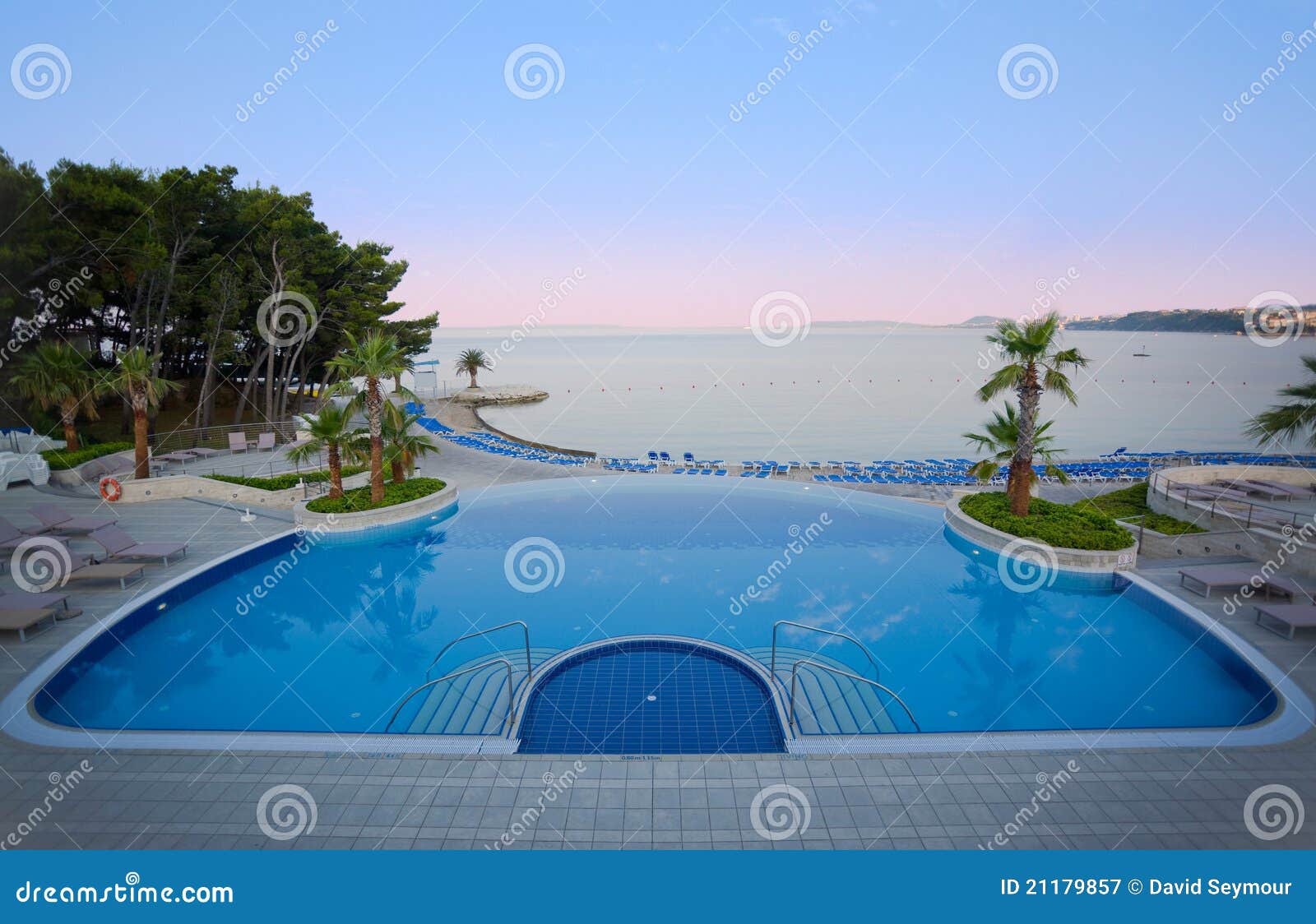 Luxury Hotel Pool with Stunning Sea View Stock Image - Image of ...