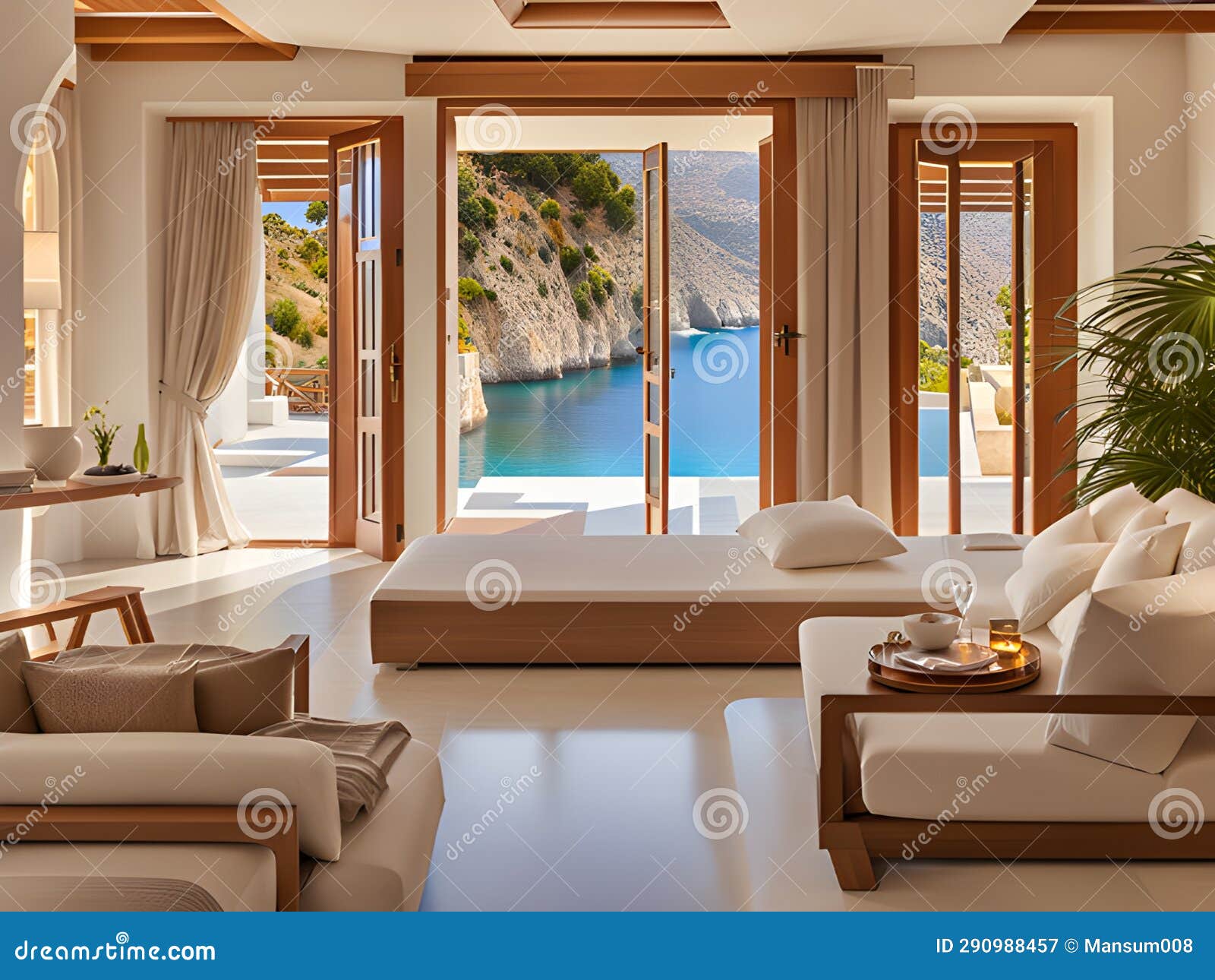 Luxury Hotel with a Pool View from Above, 3d Render Stock Illustration ...