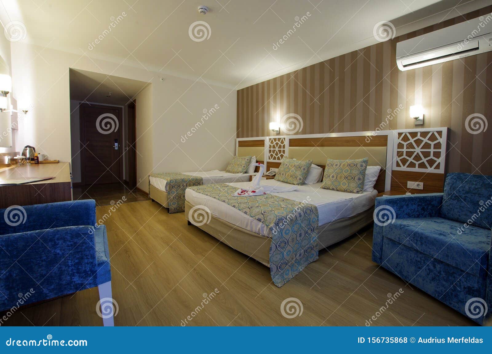 Luxury Hotel Room Wide Angle View Stock Photo - Image of inside, hostel ...