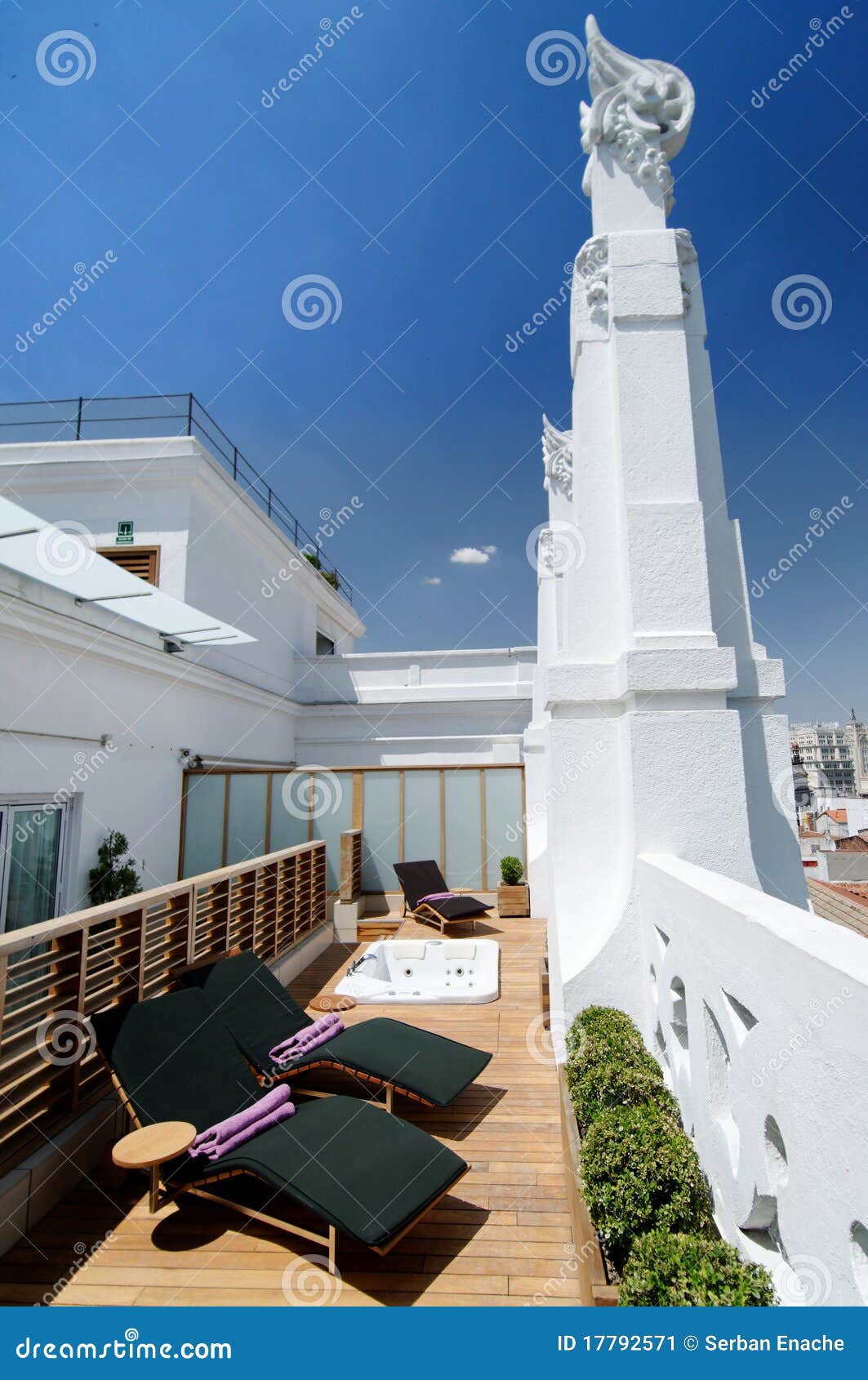 Luxury hotel sun terrace stock image. Image of decked - 17792571