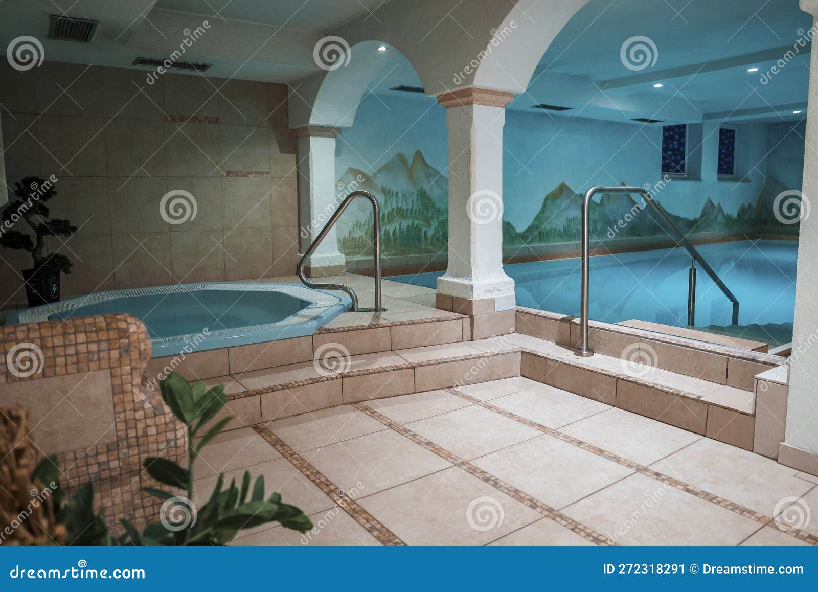 Luxury Hotel with Swimming Pools in Front of Walls Stock Image - Image ...