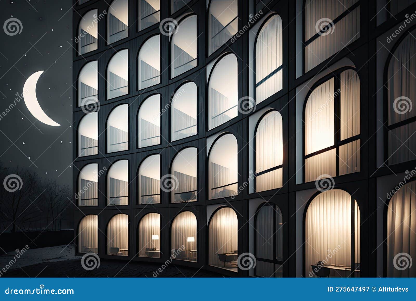 Luxury Hotel with Windows Featuring Sleek and Minimalist Aluminium ...