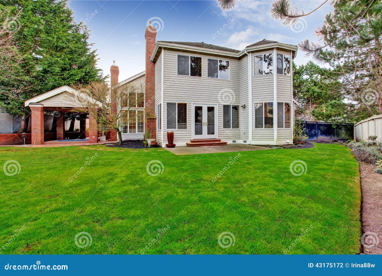 Luxury house backyard view stock photo. Image of deck - 43175172