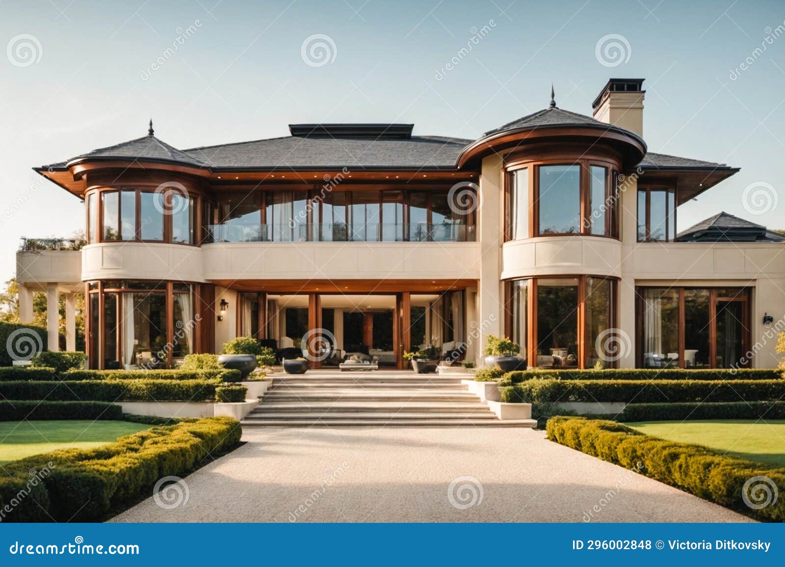 Big and Beautiful House in Morning Light Stock Illustration ...
