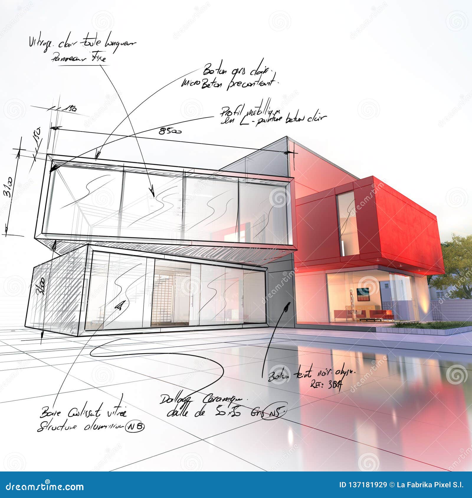 Luxury house project draft stock illustration. Illustration of modern ...