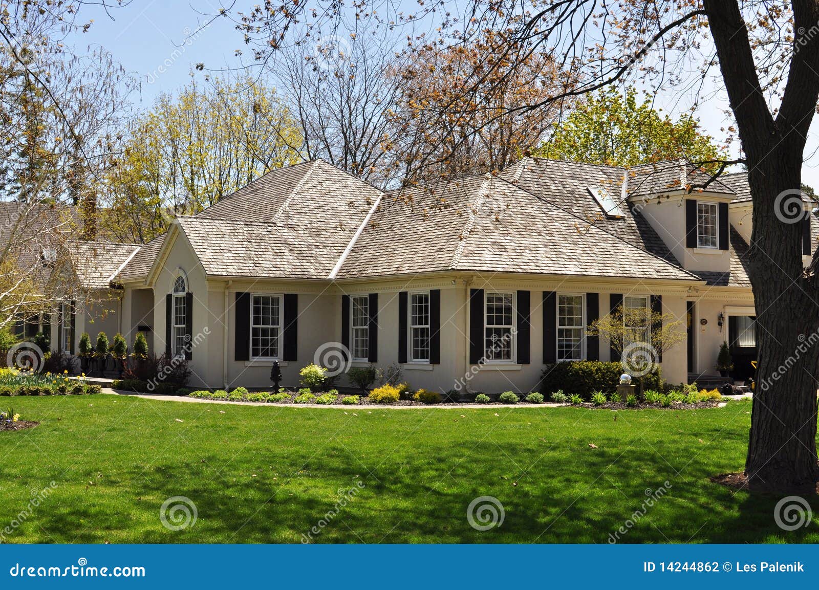 Luxury house in a spring stock photo. Image of modern - 14244862
