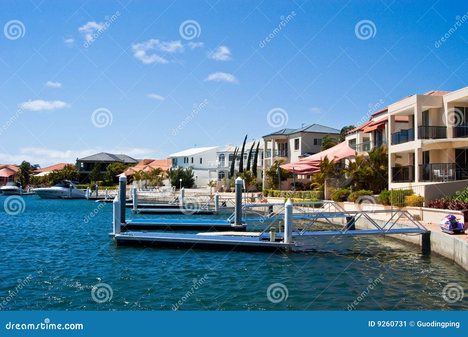 Luxury houses and harbor stock image. Image of rich, leisure - 9260731