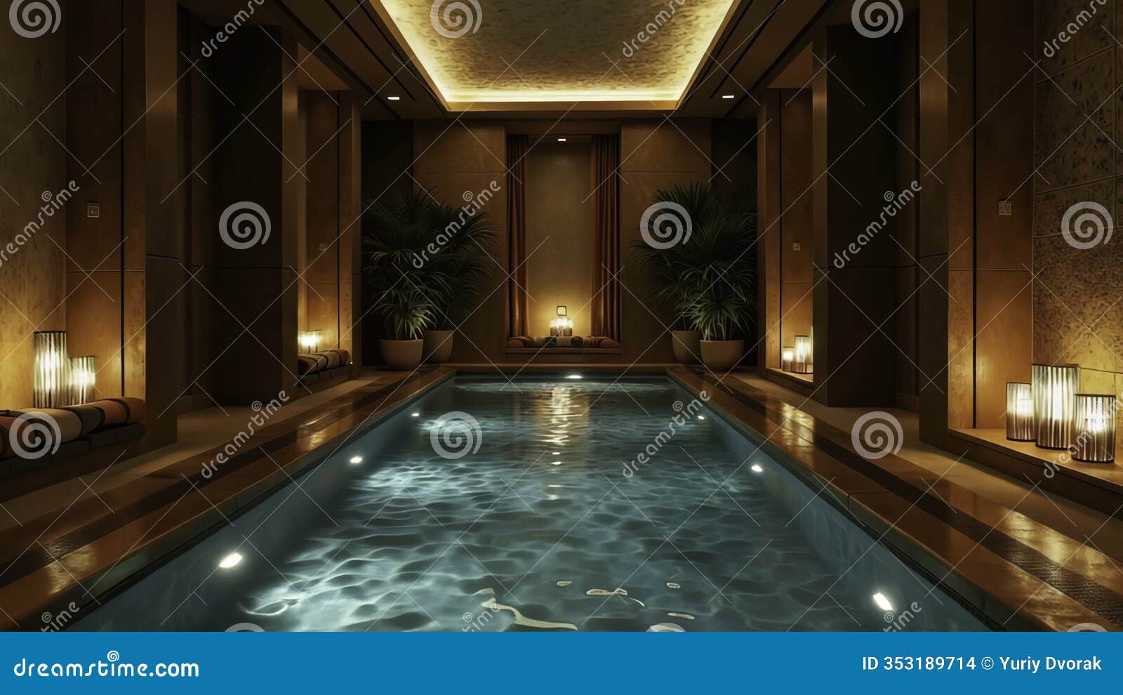 Luxury Indoor Spa Pool with Ambient Lighting Stock Photo - Image of ...
