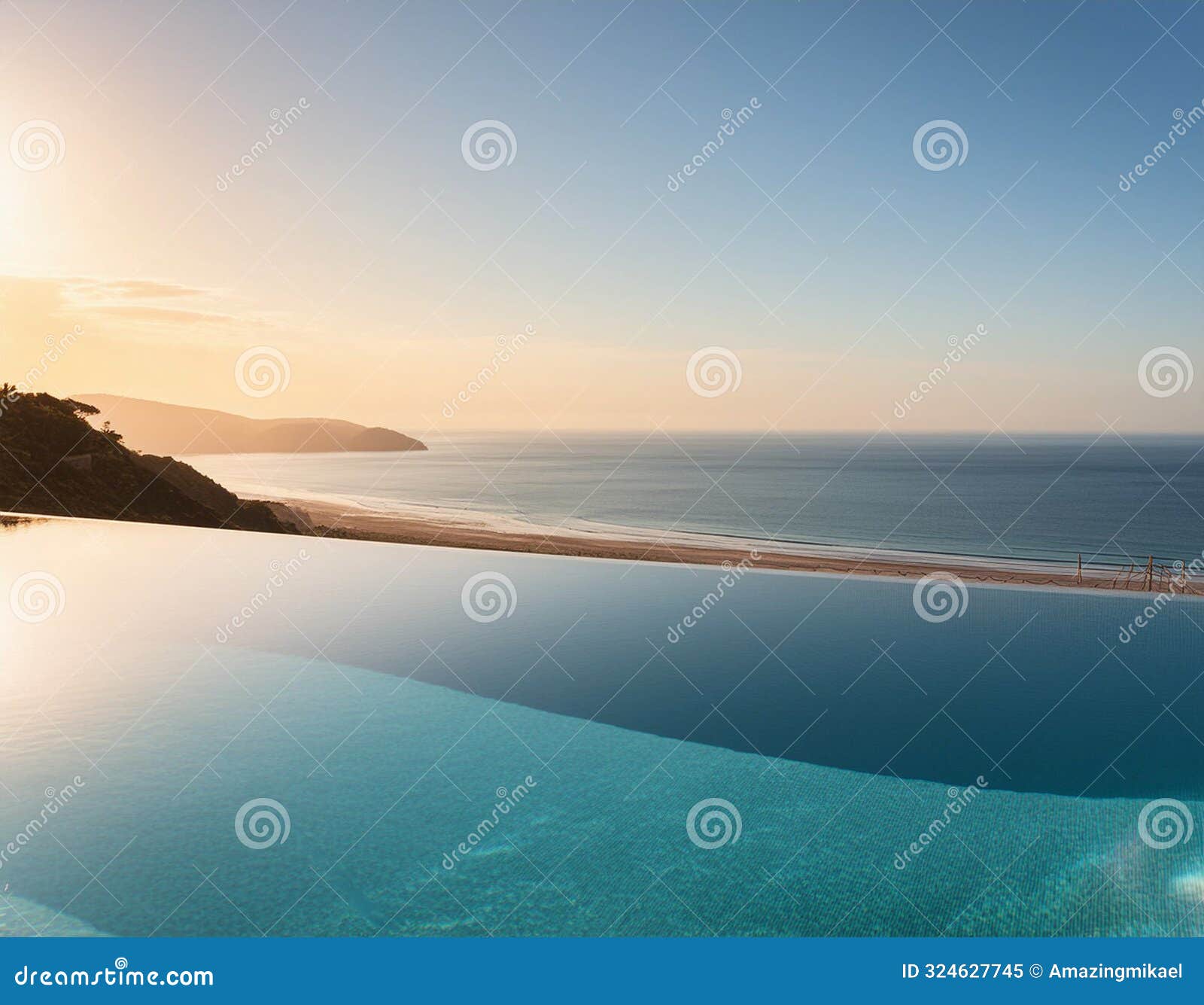Luxury Infinity Pool Overlooking Beach Stock Image - Image of ...