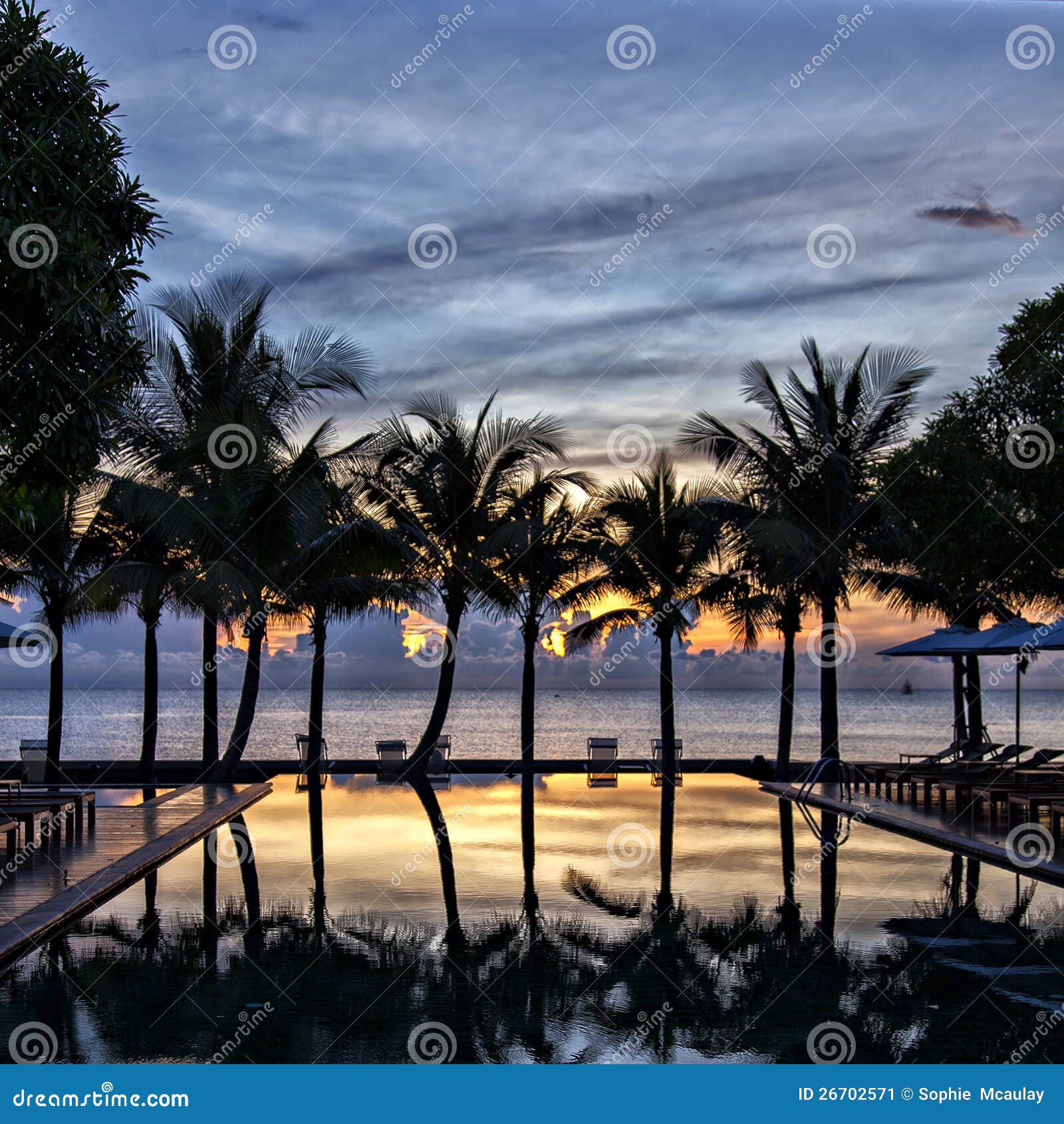 Luxury Infinity Pool at Sunset Stock Image - Image of palm, ocean: 26702571