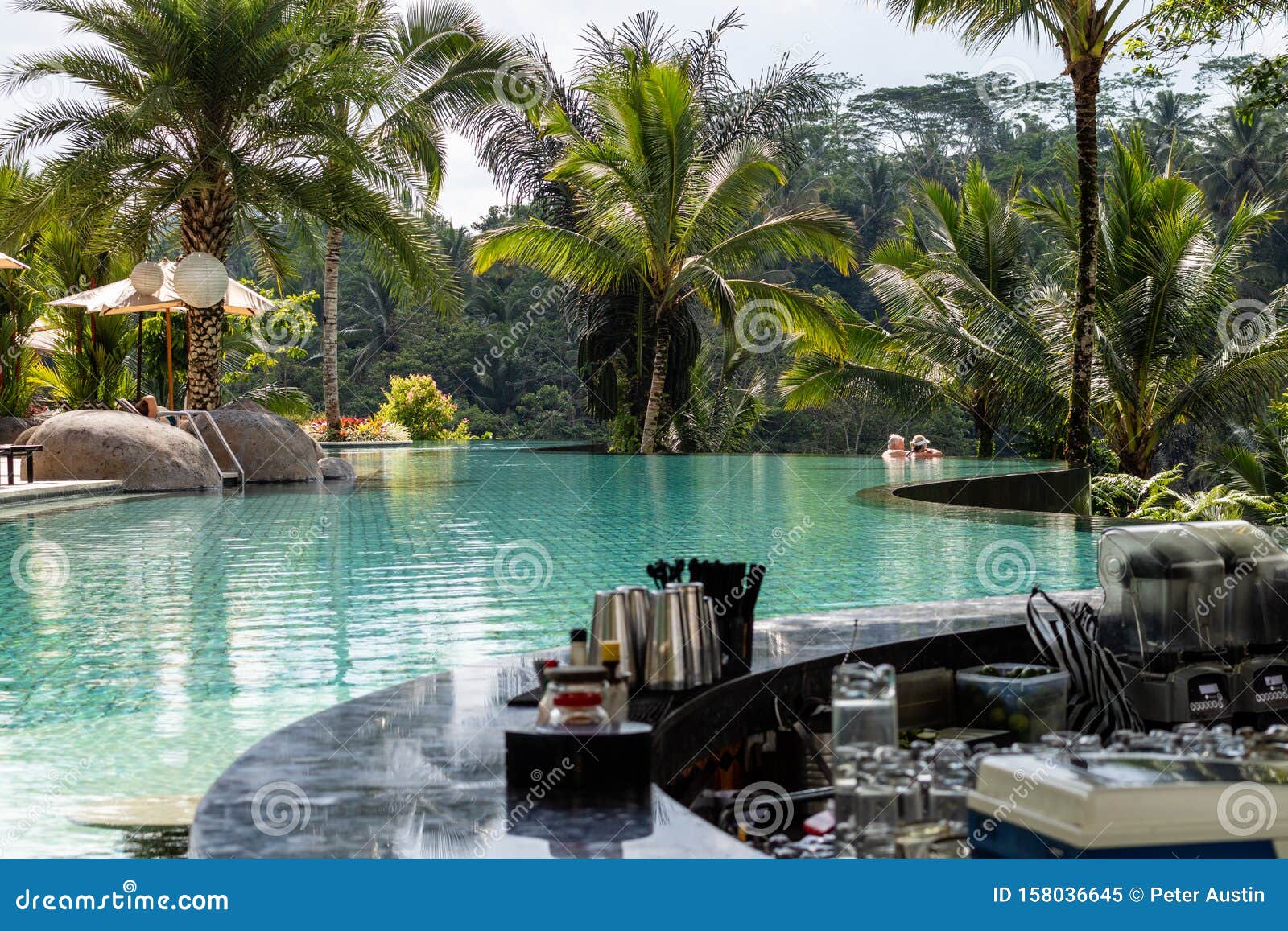 A Luxury Infinity Pool in a Tropical Resort Stock Image - Image of ...