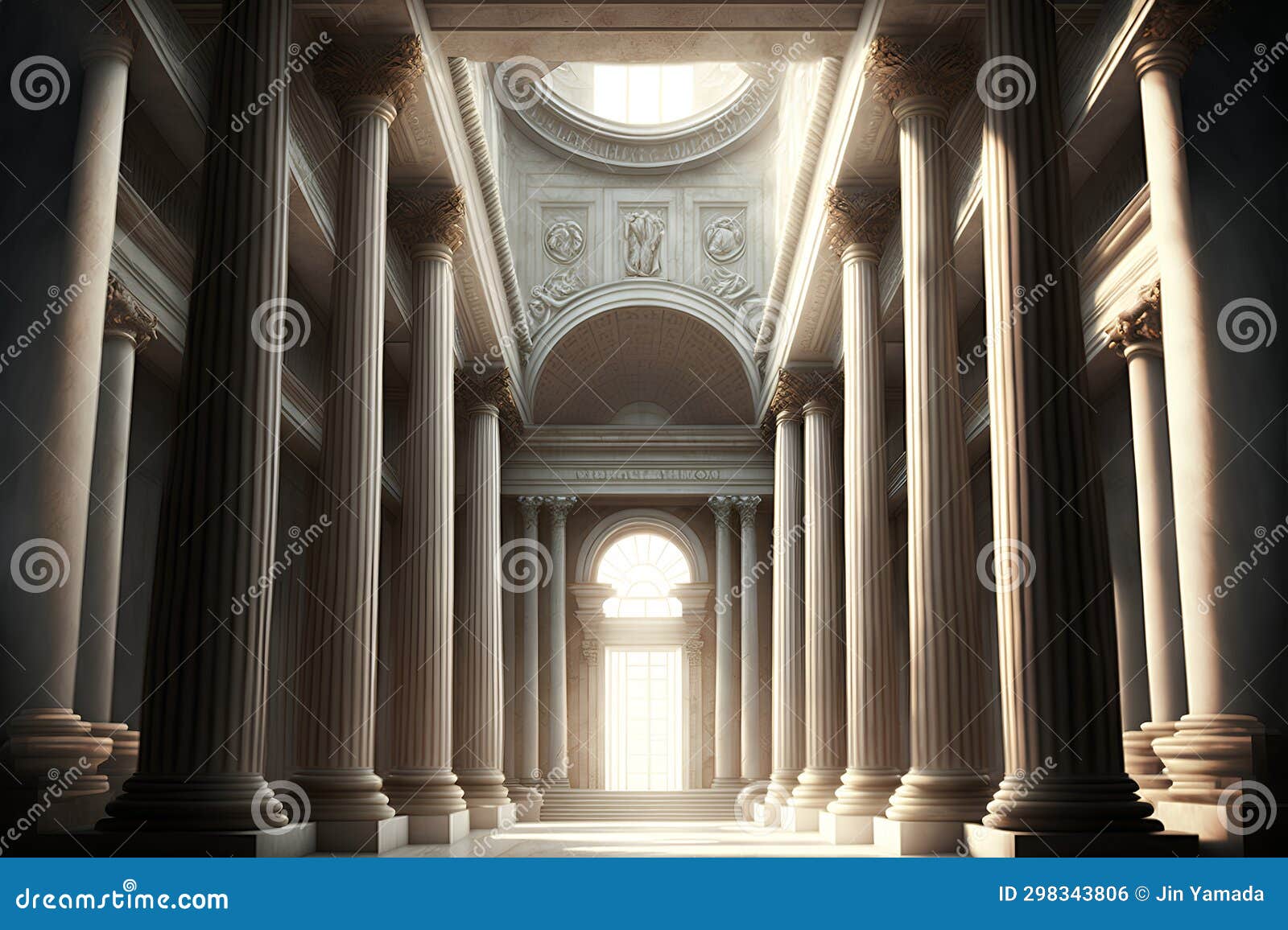 Luxury Interior with Columns and Columns. 3D Rendering Stock ...