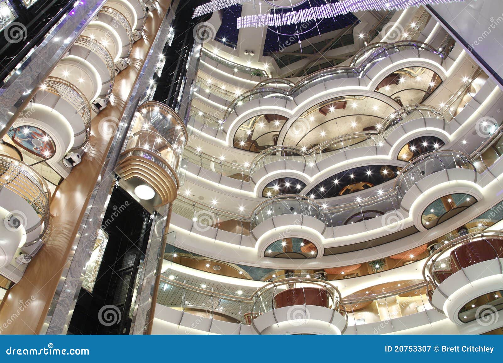 Luxury Interior Cruise Ship Stock Image - Image of royal, multiple ...