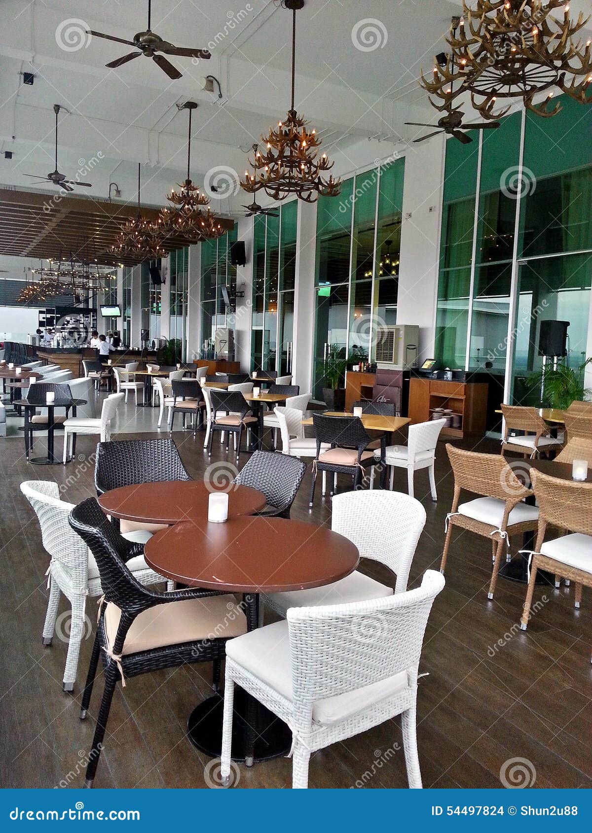 Luxury Restaurant Interior stock photo. Image of lamp - 54497824