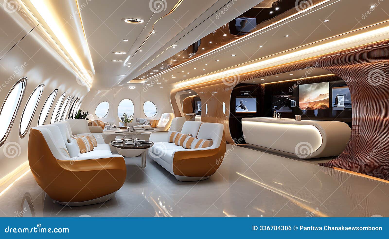 Luxury Interior of a Modern Private Jet Stock Illustration ...