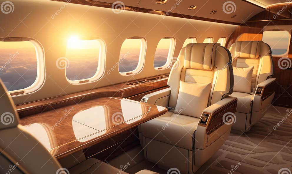 Luxury Interior of a Private Jet or First Class Flight Stock Image ...