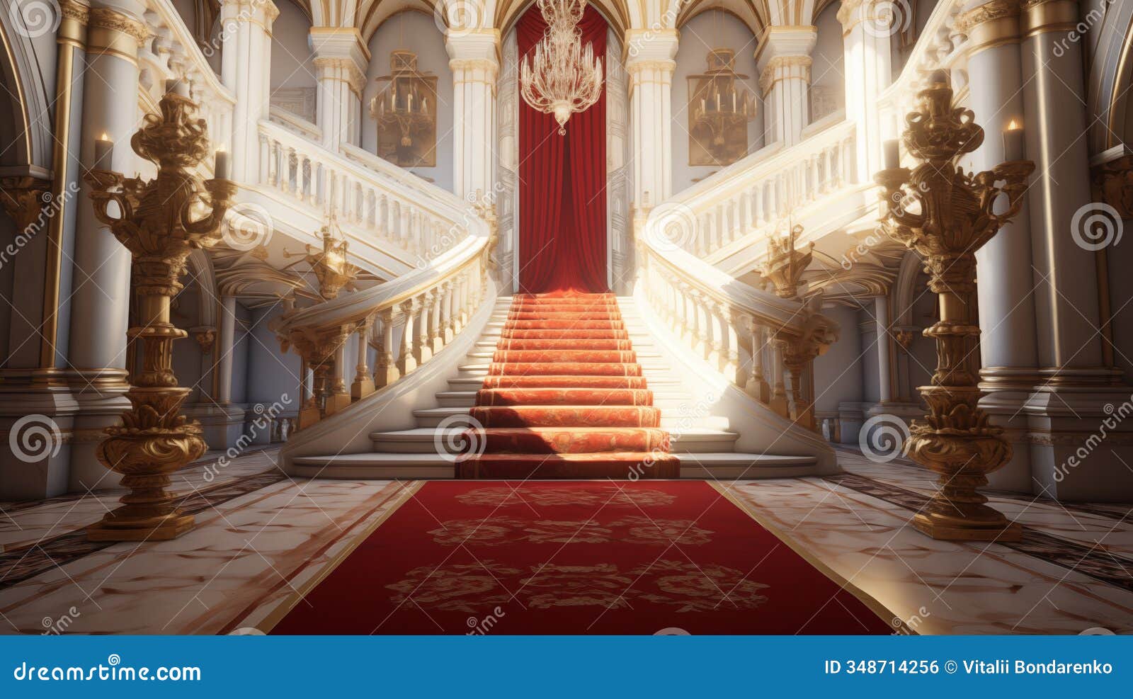 Luxury Interior of the Royal Palace. 3D Render. Stock Illustration ...