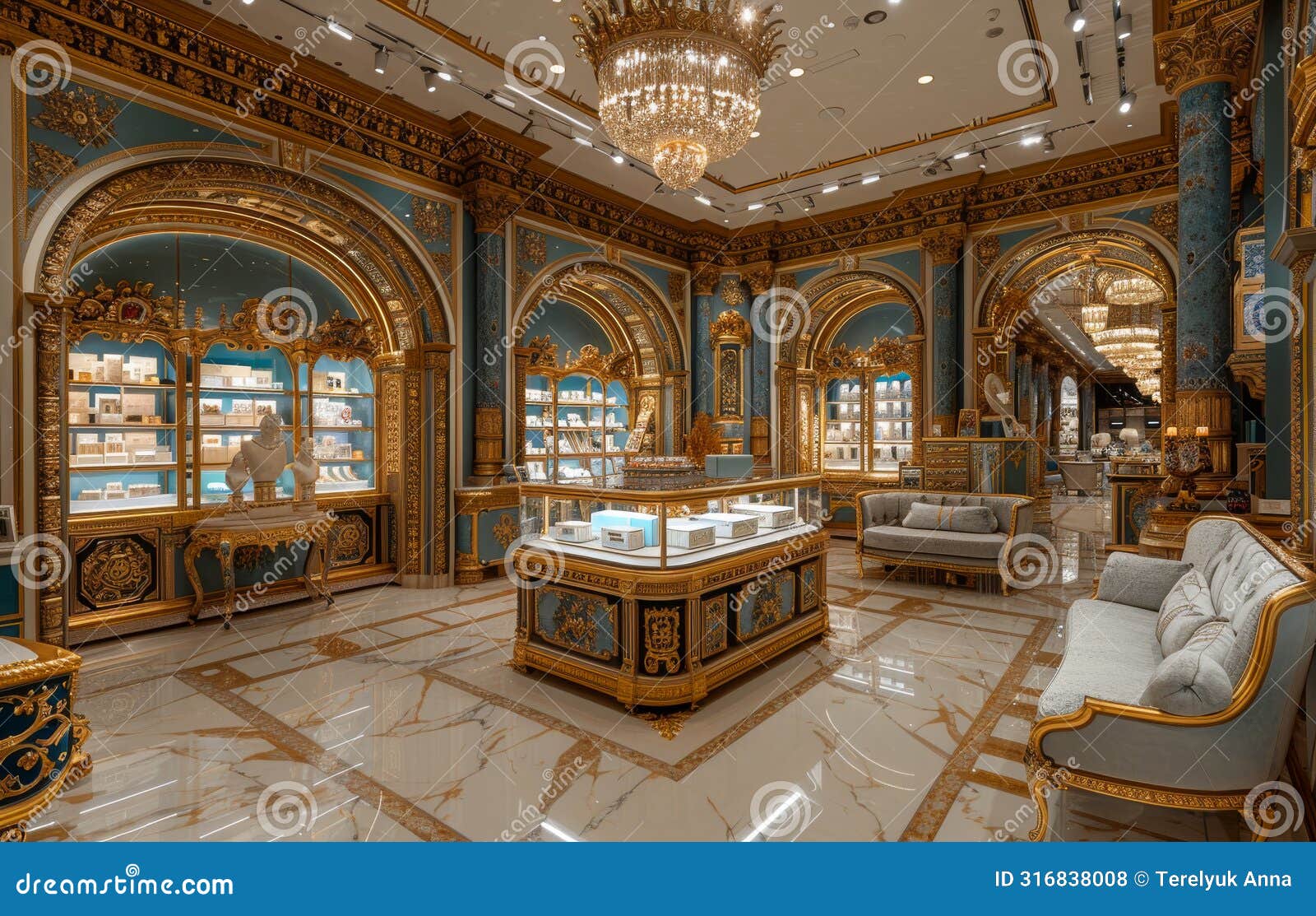 Luxury Interior of the Shop. Branded Goods on Display in Stores Stock ...