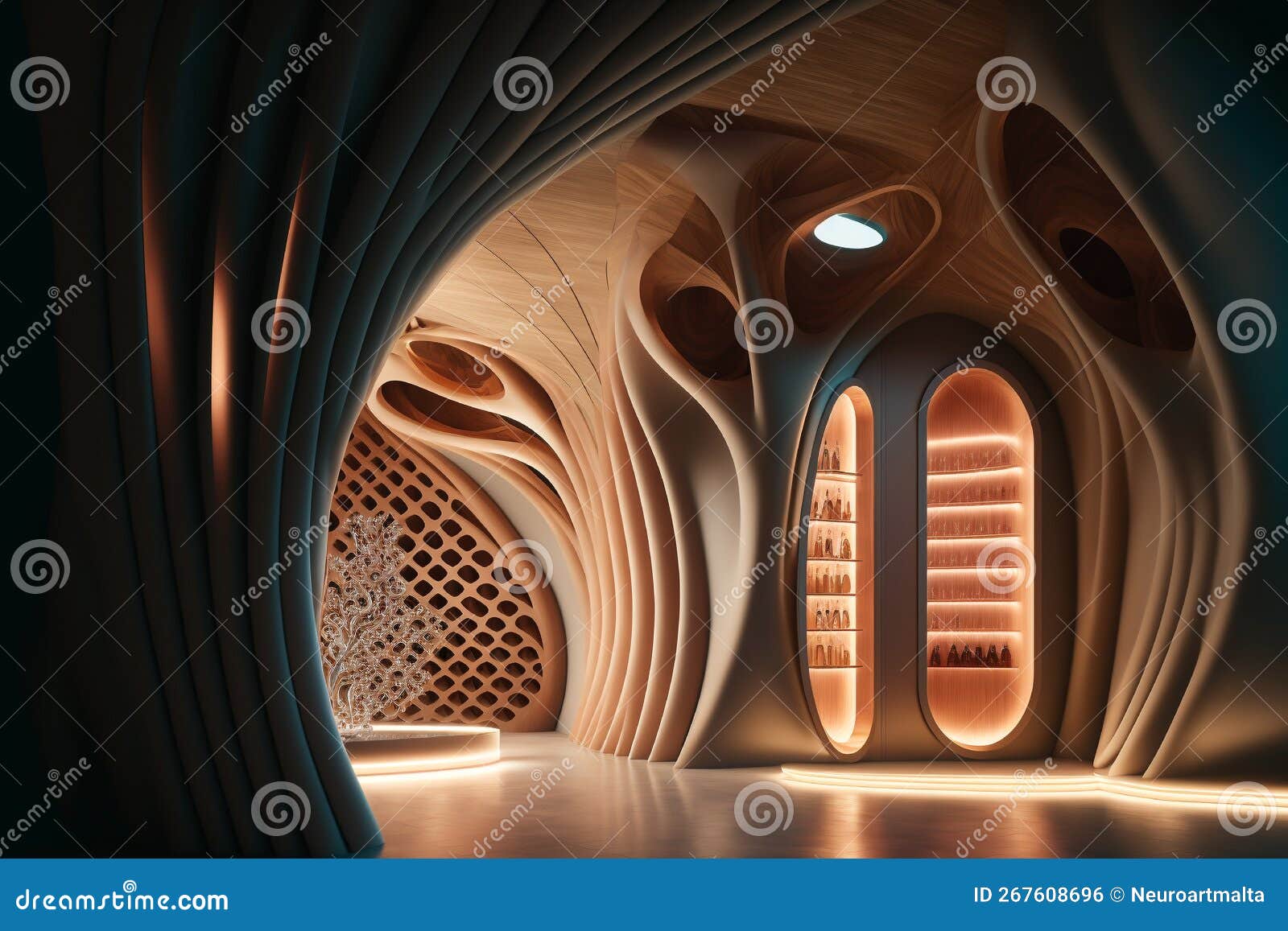 Luxury Interior Wine Cellar Design Concept Stock Illustration ...